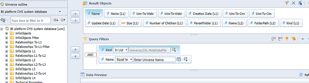 Reports Based on unx universe from BI platform CMS system database ...