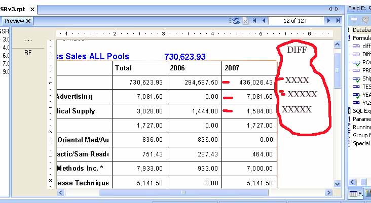 Formula for subtracting two sum values in Crosstab - crystal reports - BusinessObjects Board
