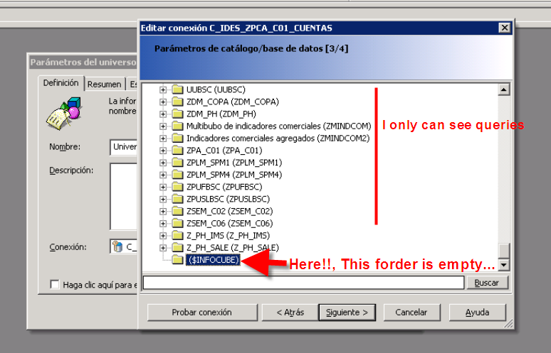 Cannot get the list of Infocubes in Universe Designer - building semantic layer ...