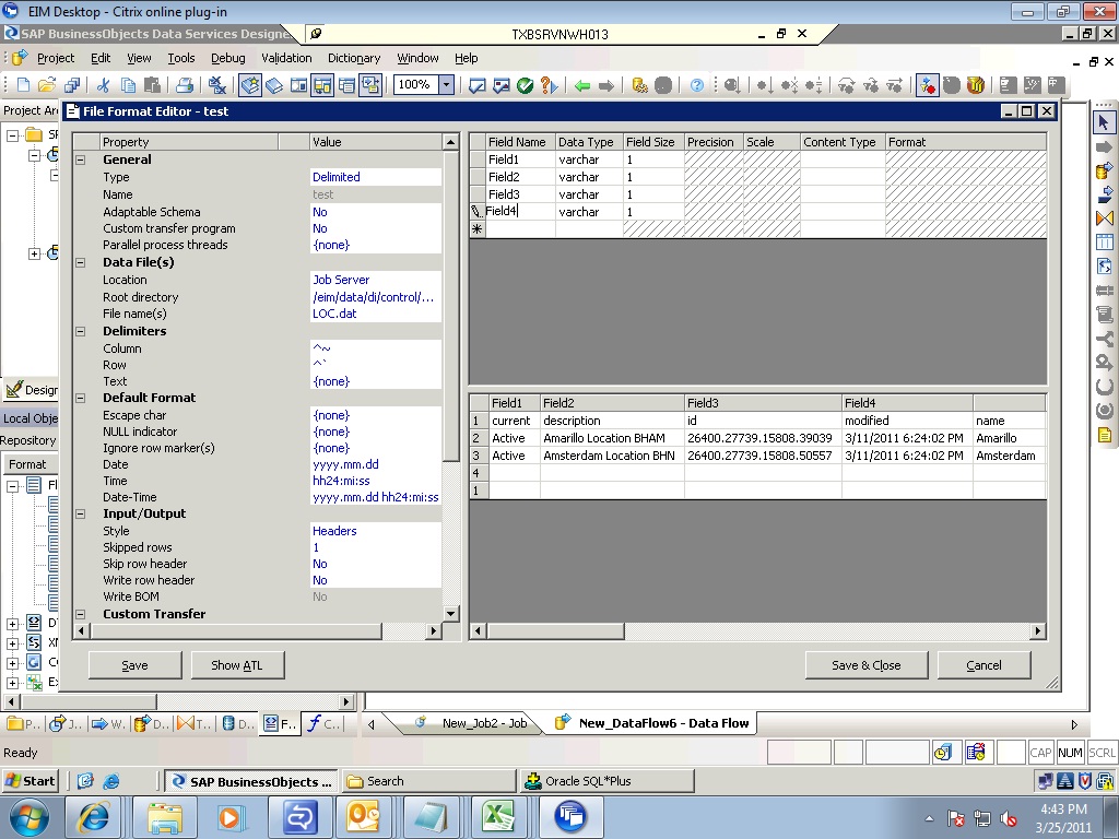 File format editor - job design - BusinessObjects Board