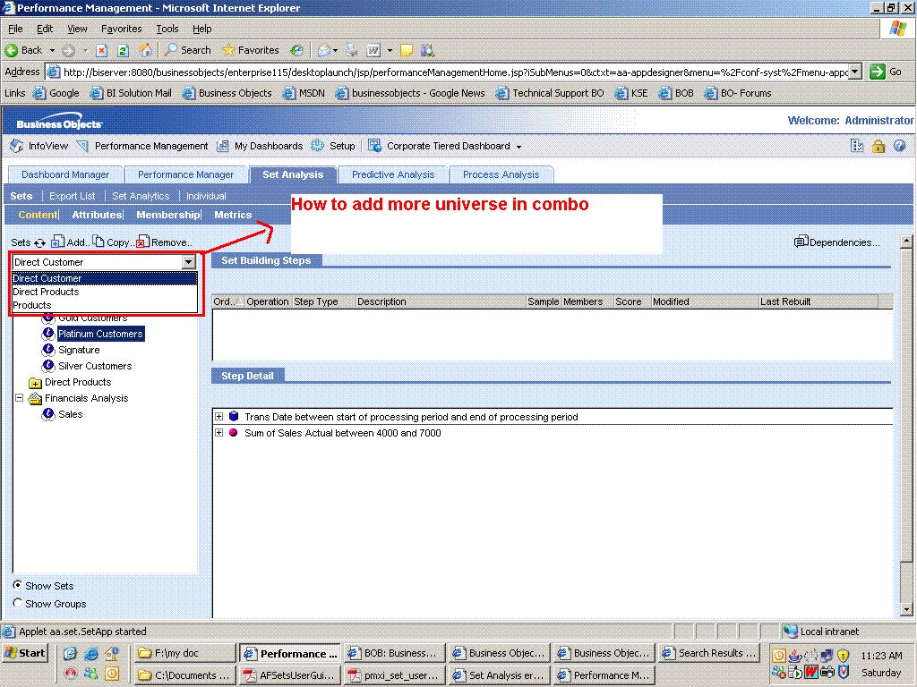 How to add new universe in "Set Analysis" - Performance Management - BusinessObjects Board