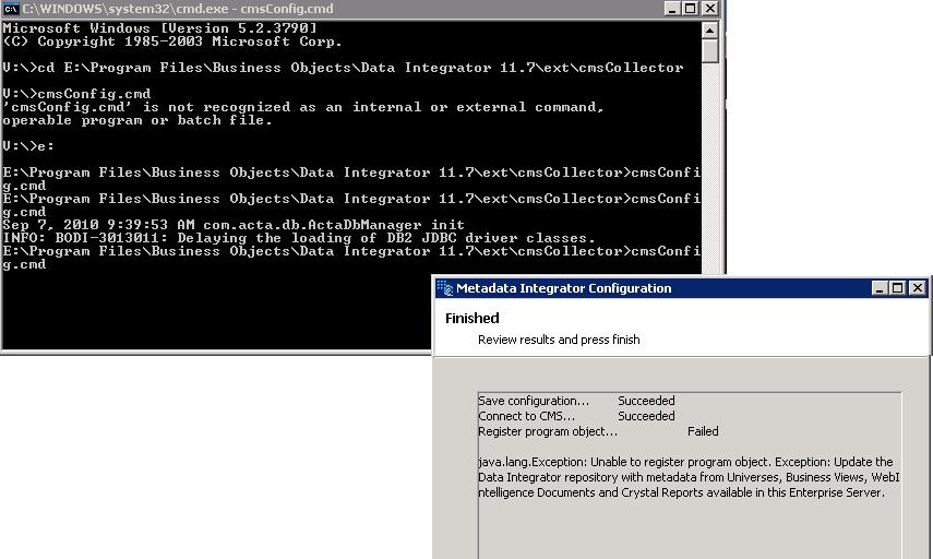 Metadata Integrator Install error - metadata reports - BusinessObjects Board