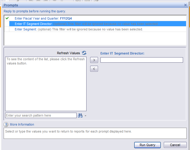 How To Automatically Display Lov In Prompt Building Semantic Layer Businessobjects Board