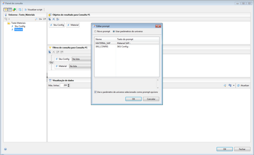 Derived Table with Optional Prompts not working - building semantic layer - BusinessObjects Board
