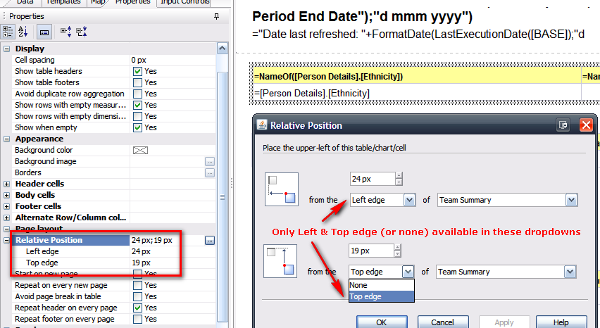 Arranging multiple tables in a report - webintelligence - BusinessObjects Board