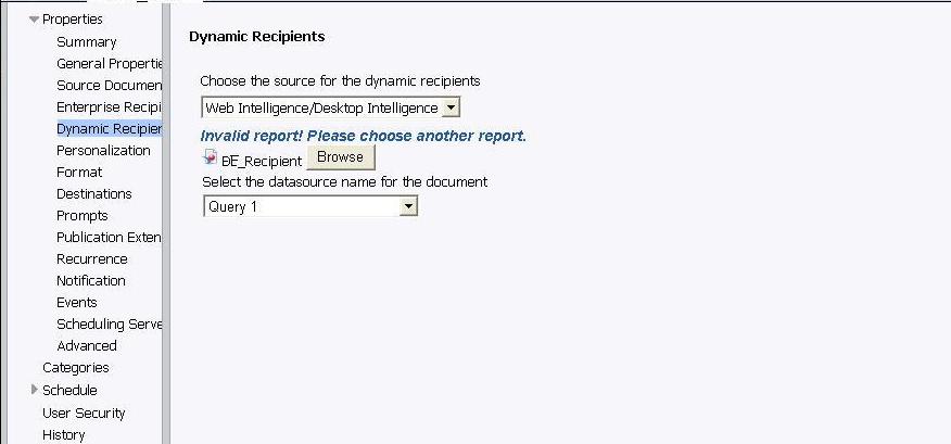 Dynamic Recipient Error: - XI Scheduler - BusinessObjects Board