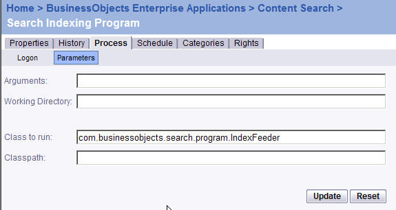 Serach Indexing Program configuration - XI Server Discussion - BusinessObjects Board