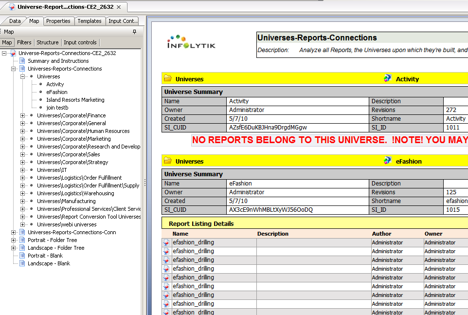 Bo Query builder. List all report of a universe - general discussion - BusinessObjects Board