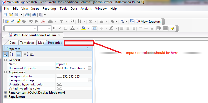 How To Add The Input Control In Webi Report Bo 3 1 Version